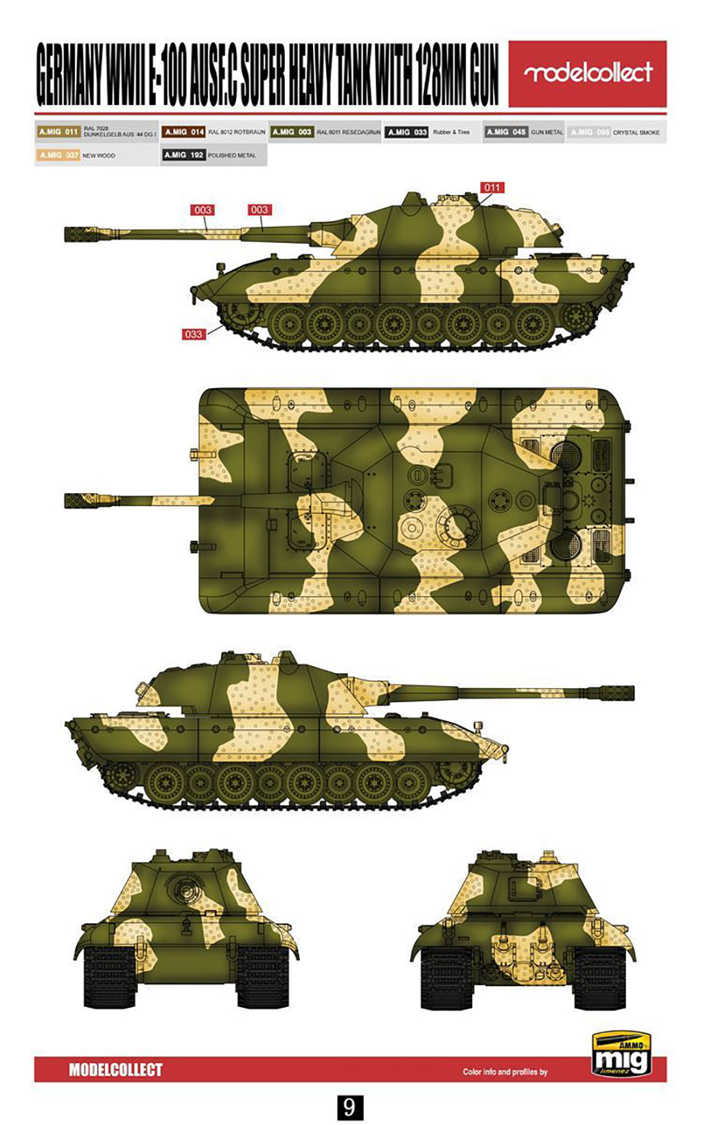 Modelcollect | E-100 Auf C German Heavy Tank 1/72 Scale Model Kit ...