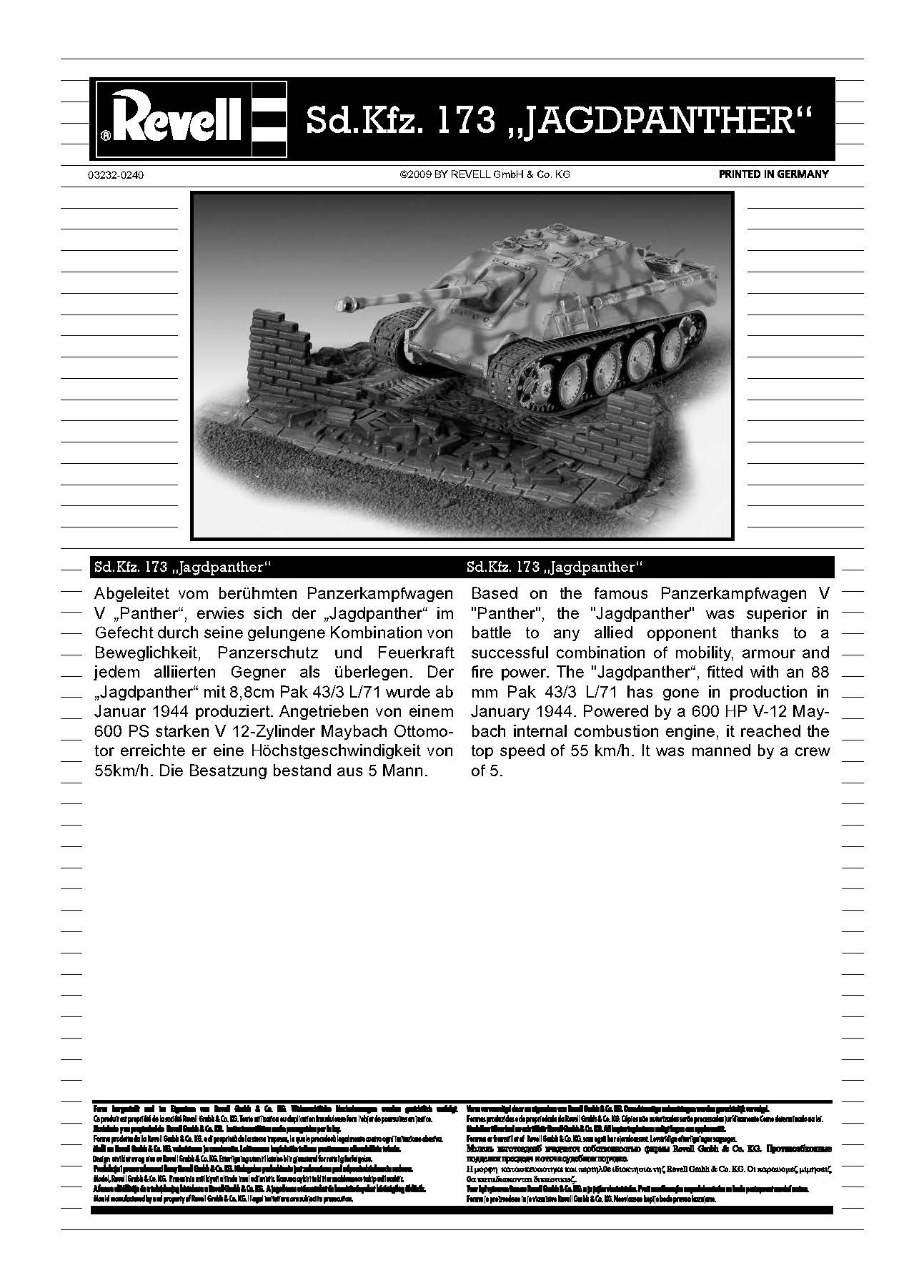Revell Germany | SdKfz 173 Jagdpanther Scale Model Kit | Bellford Toys ...