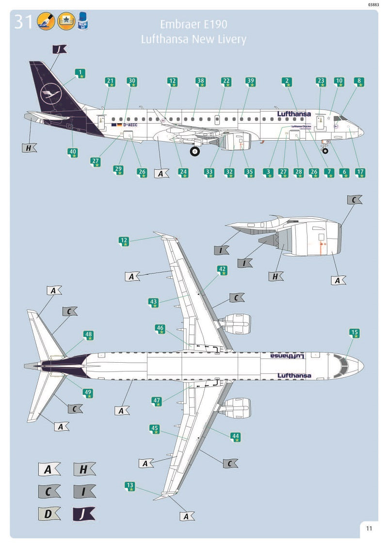 Revell Germany | Embraer E190 Lufthansa 1/144 Scale Model Kit ...