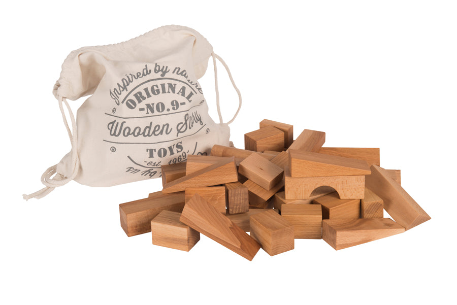 Wooden Story | Natural Blocks 50 XL pcs W/ Sack | Bellford Toys And Hobbies