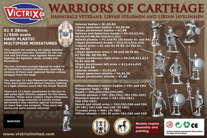 Victrix Limited | Warriors Of Carthage, 28 mm Scale Model Plastic ...