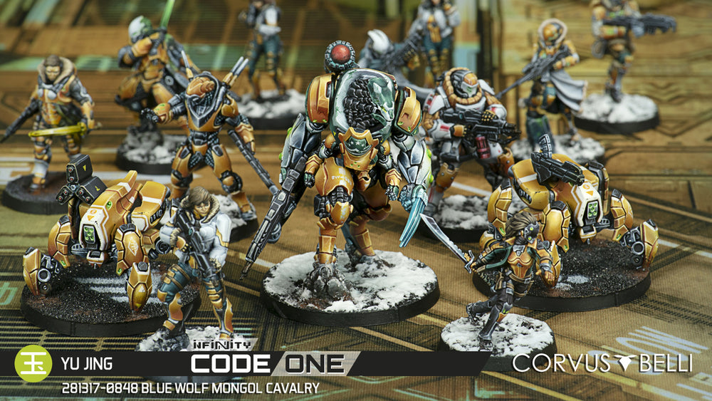 Corvus Belli | Infinity CodeOne Yu Jing Blue Wolf Mongol Cavalry (TAG) | Bellford Toys And Hobbies