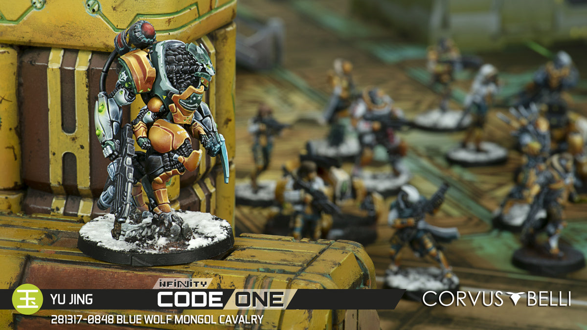 Corvus Belli | Infinity CodeOne Yu Jing Blue Wolf Mongol Cavalry (TAG) | Bellford Toys And Hobbies